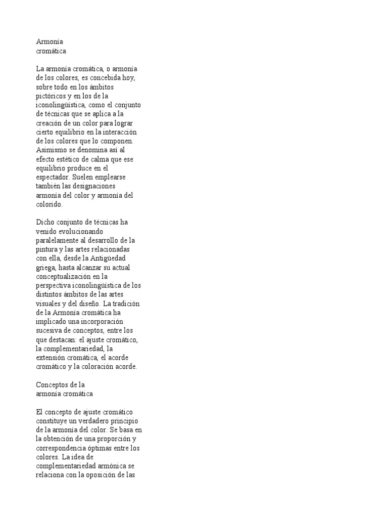 Armonía Cromática en Artes Visuales | PDF | Armonía | Color