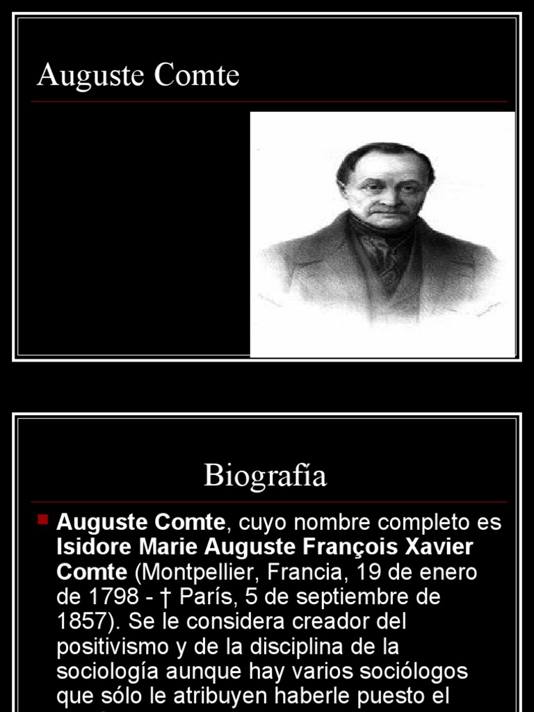Biografía de Auguste Comte y su Positivismo | PDF | Teorías filosóficas ...