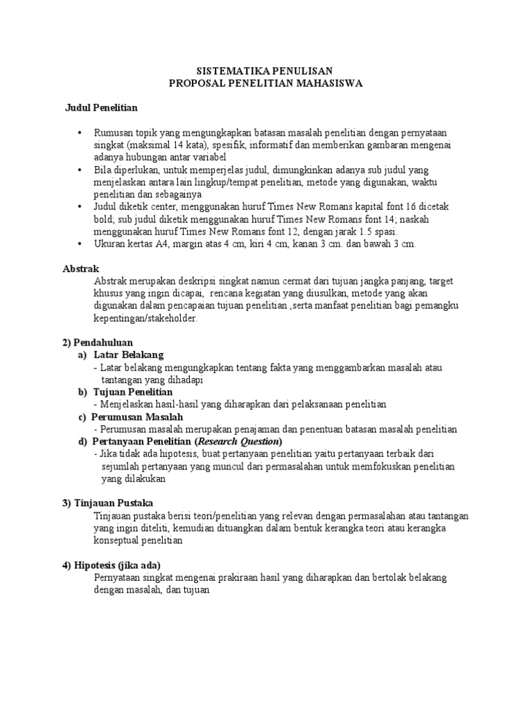 Sistematika Penulisan Proposal Penelitian | PDF
