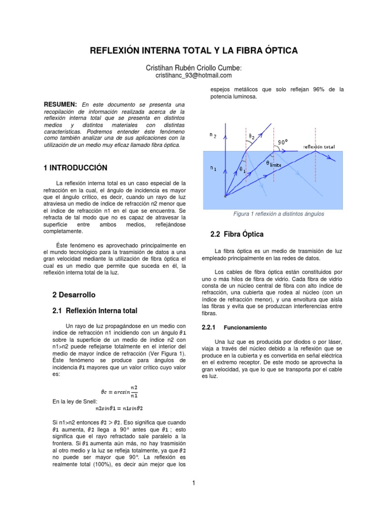 Reflexion Interna Total | Descargar gratis PDF | Refracción | Óptica
