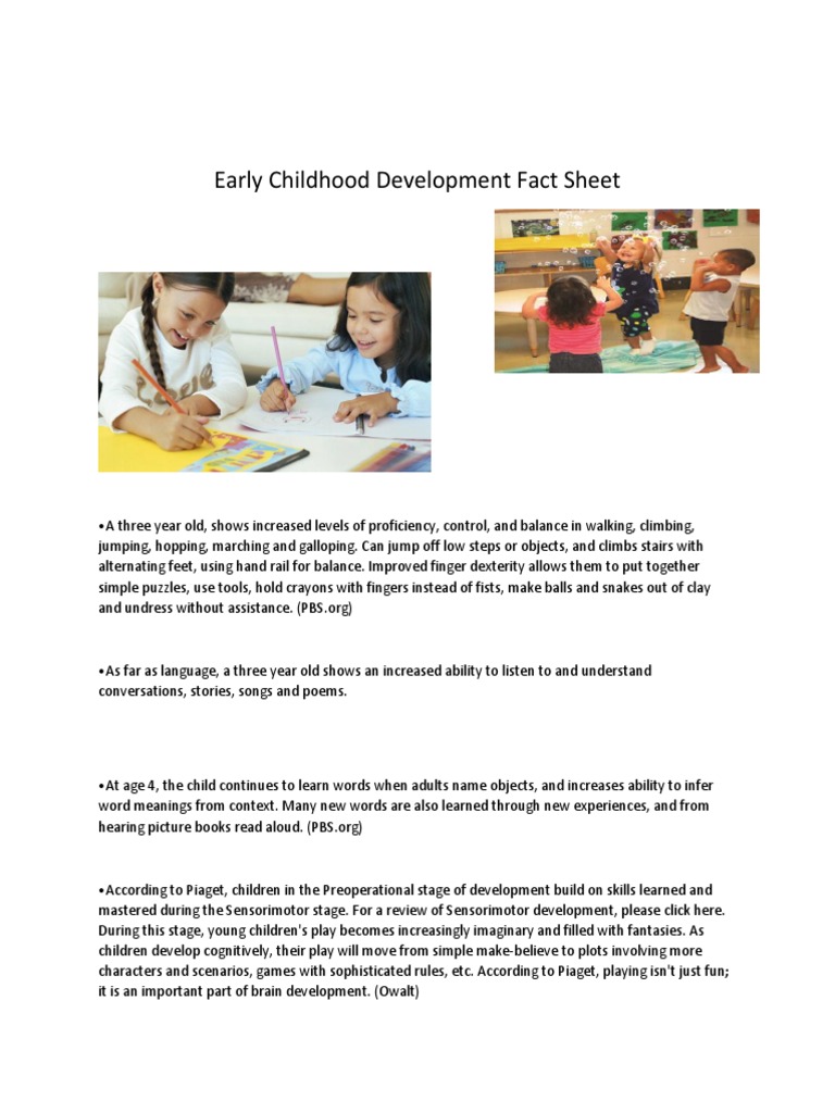 Early Childhood Development Fact Sheet PDF | PDF | Child Development ...