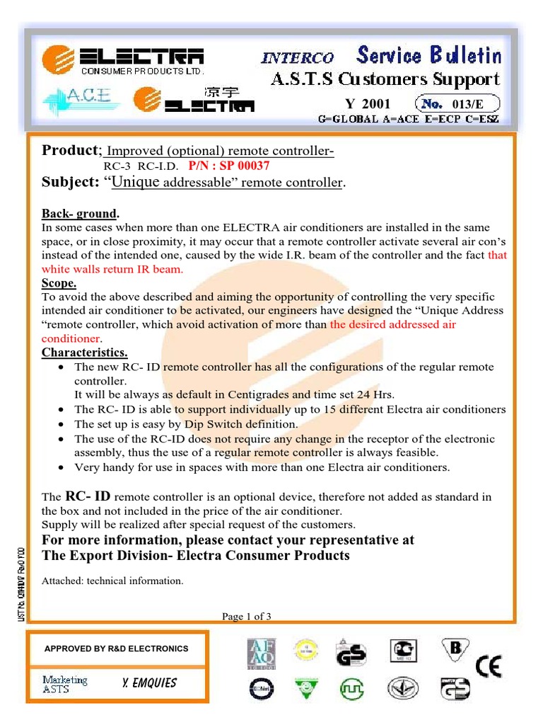 Electra Rc-3 Remote Control Dip Switch | PDF | Remote Control | Air ...