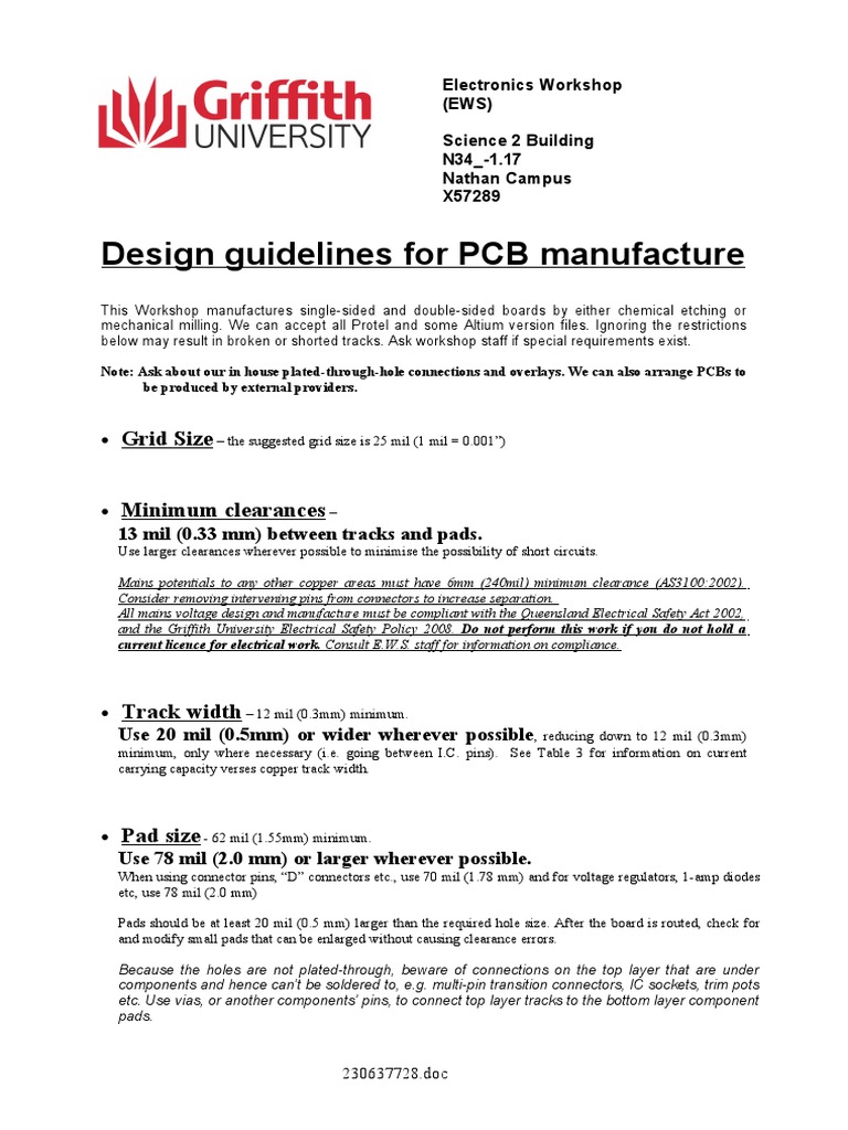 EWS Design Guidelines For PCB Manufacture May 2012 | PDF | Printed ...