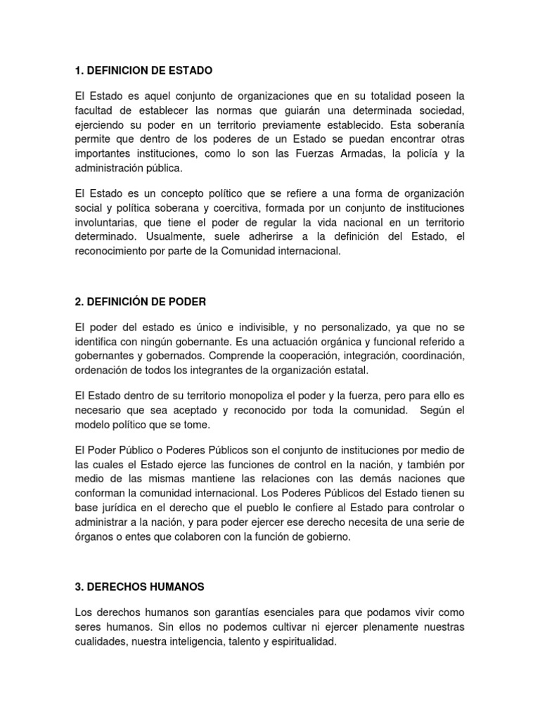 Definicion de Estado | PDF | Estado (política) | Derecho Constitucional