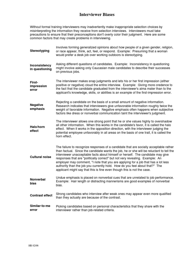 Interviewer Biases: Stereotyping | PDF | Bias | Nonverbal Communication
