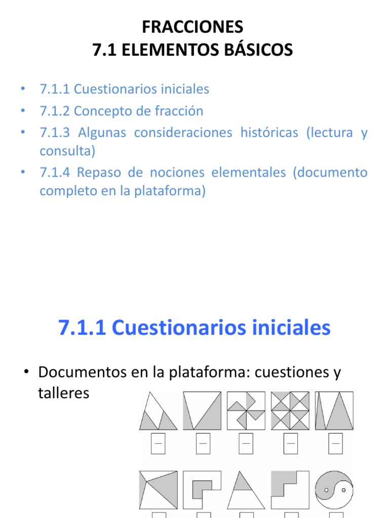 1 Fracciones Elementos Basicos | PDF | Fracción (Matemáticas ...