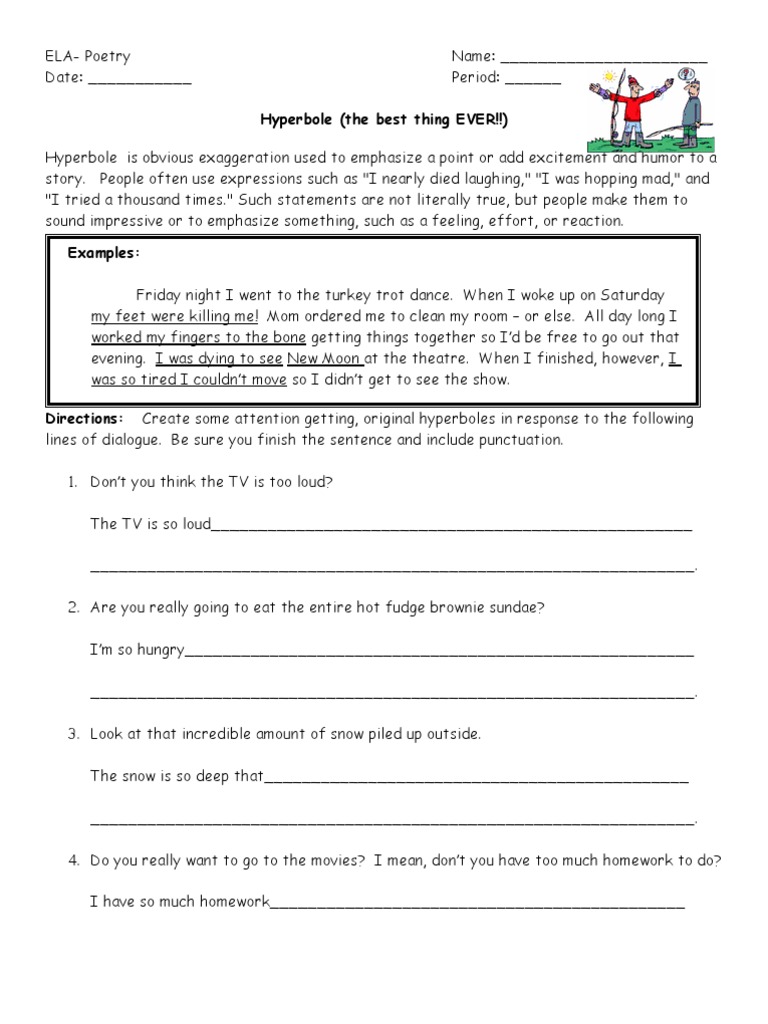 Figurative Language - Hyperbole | PDF | Poetry