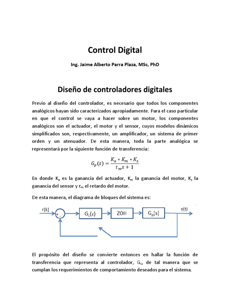 Diseño de Controladores Digitales | Descargar gratis PDF | Cibernética ...