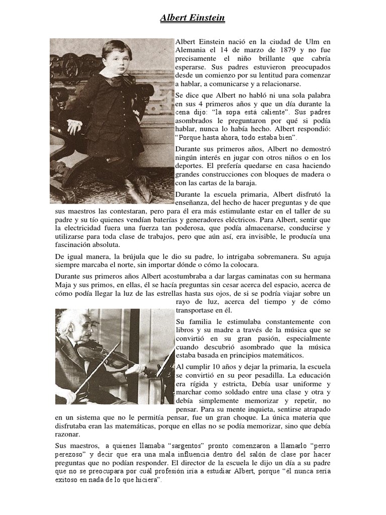Biografía Einstein | PDF | Albert Einstein | Ligero