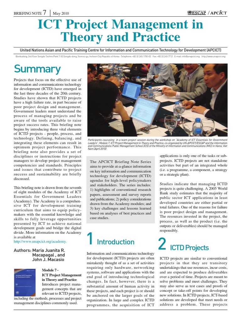 ICT Project Management in Theory and Practice | PDF | Project ...