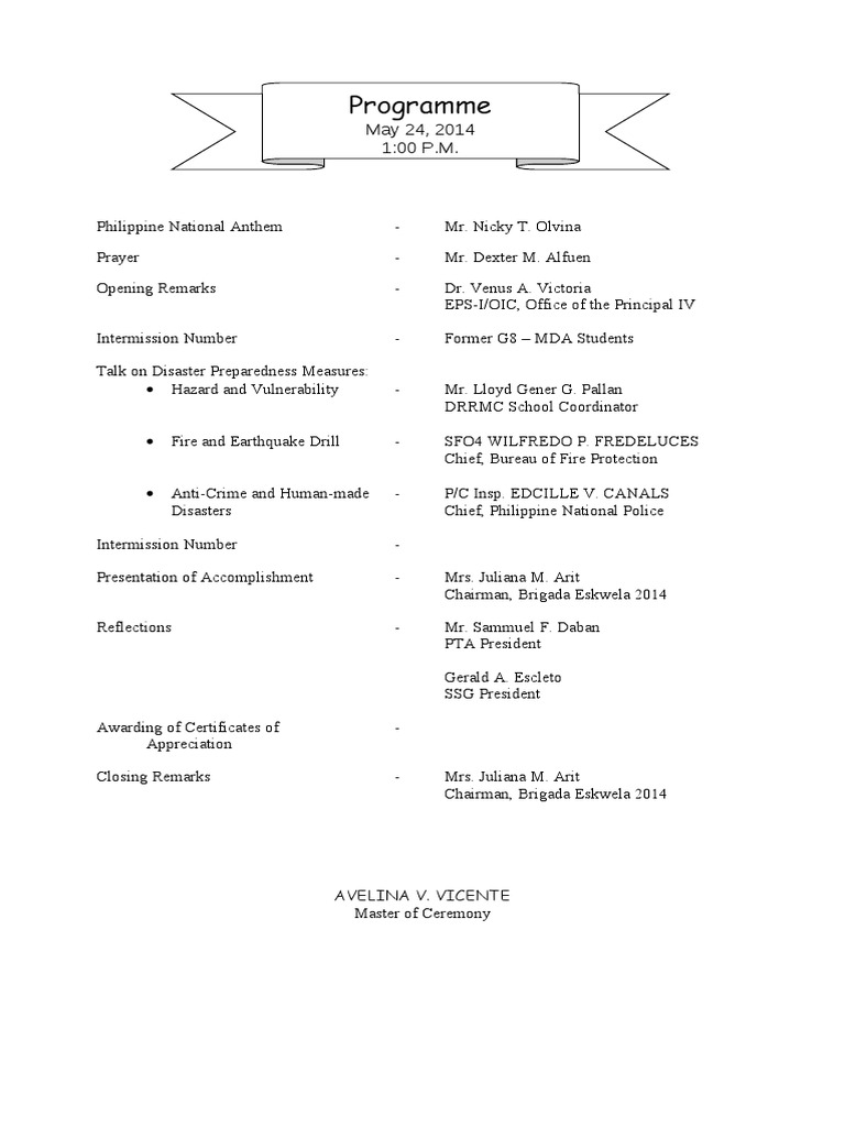 Brigada Eskwela 2014 Closing Program | PDF