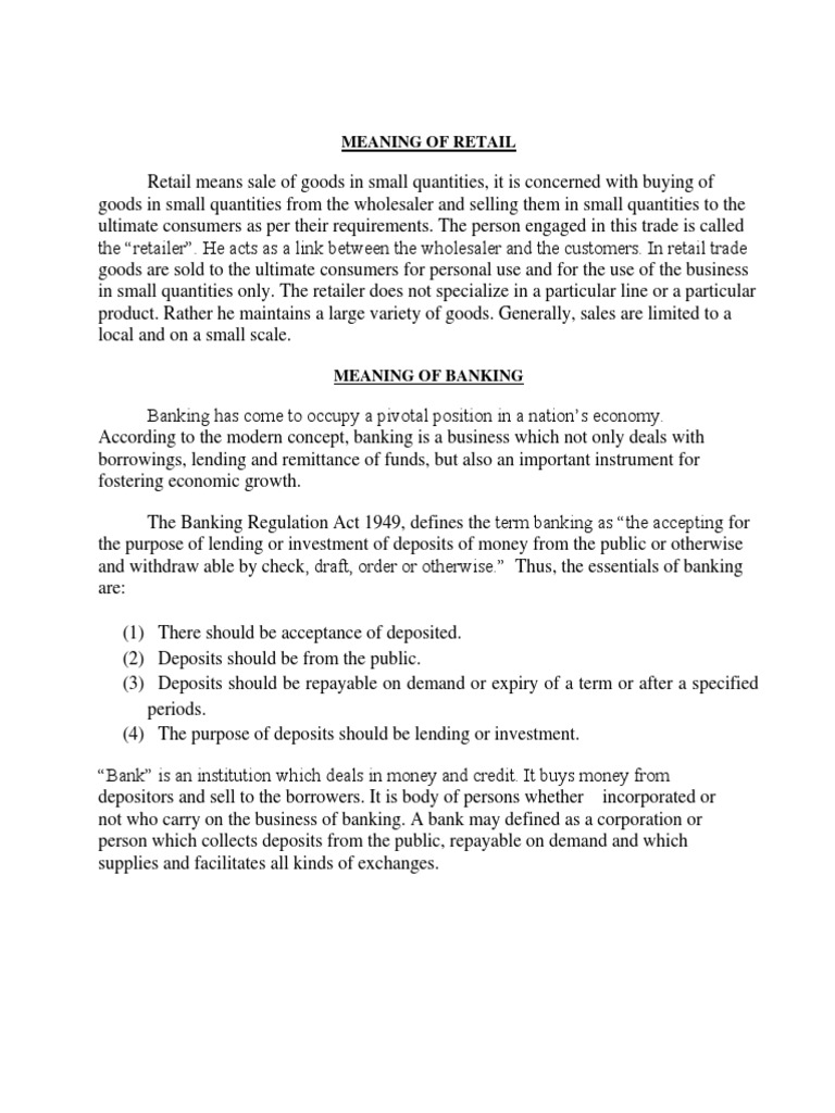 Retail Banking | PDF | Deposit Account | Banks