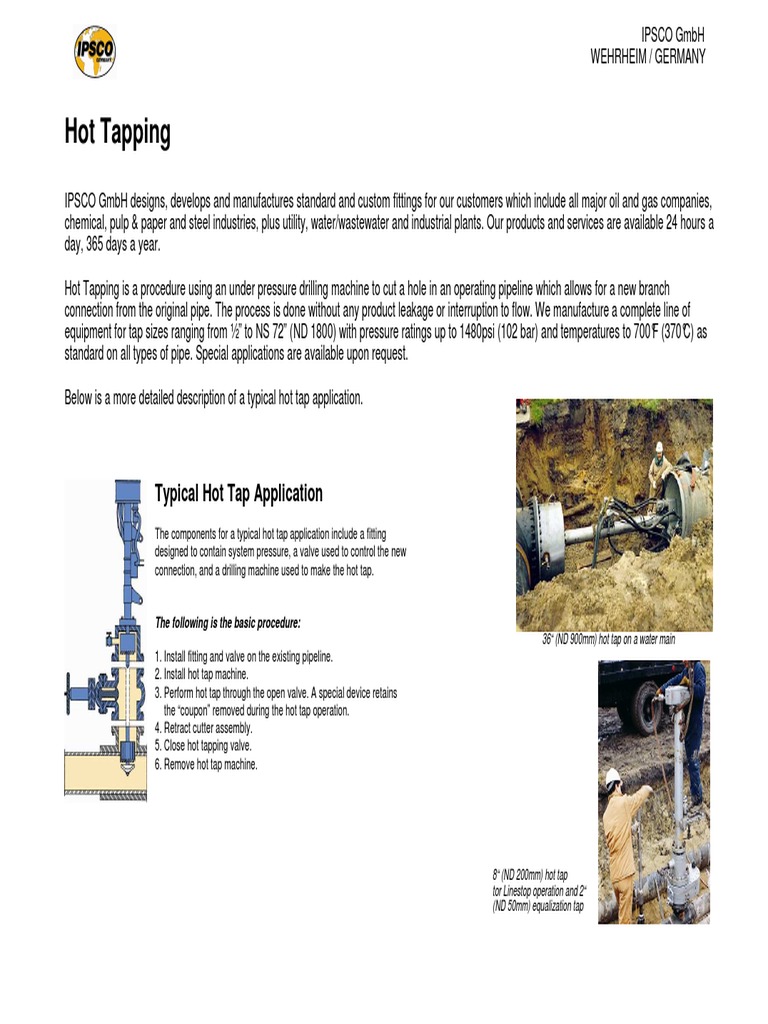 Hot Tapping: Typical Hot Tap Application | PDF