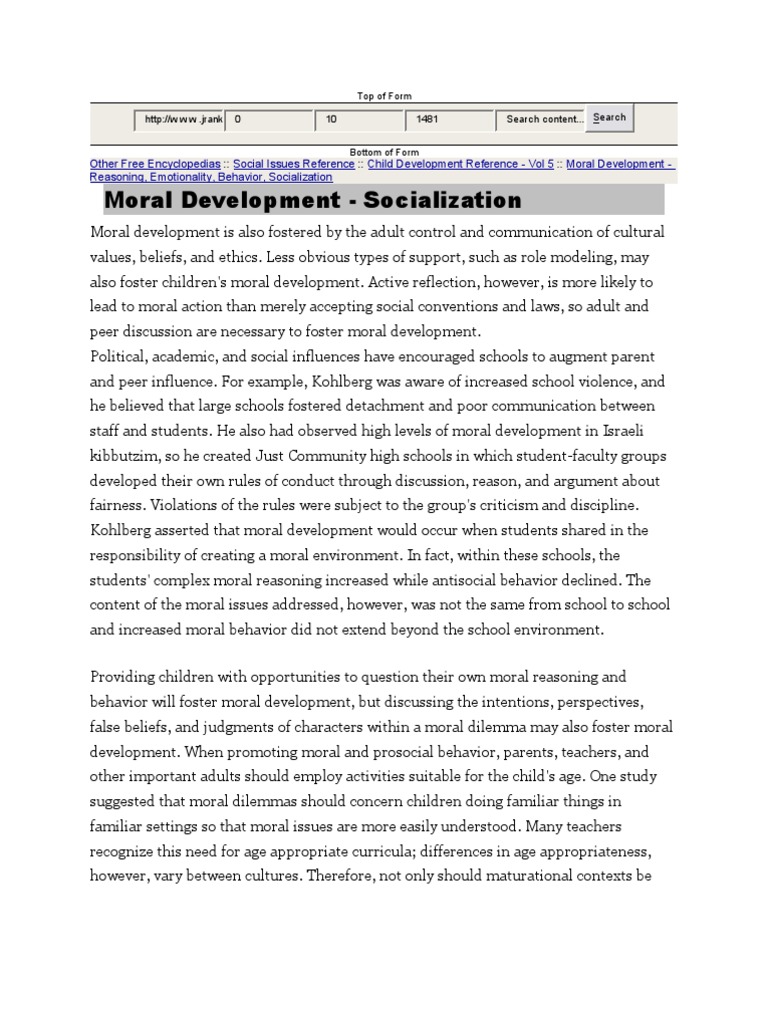 Moral Development - Socialization | PDF | Morality | Socialization