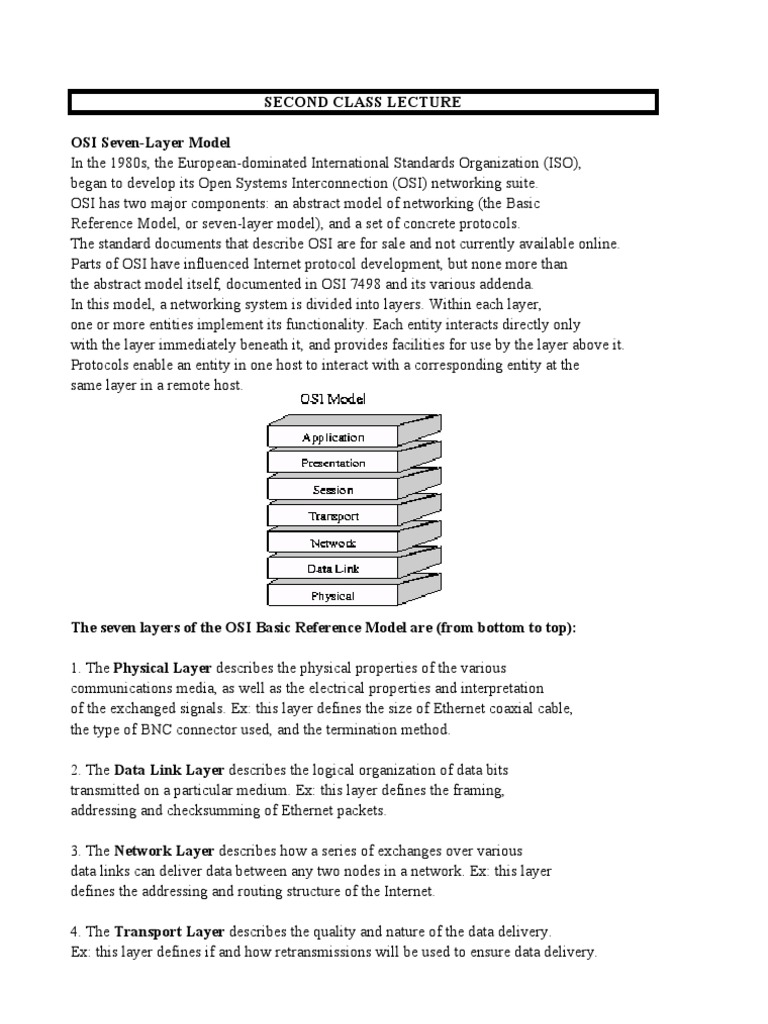 Second Class Lecture OSI Seven-Layer Model | Download Free PDF | Osi Model | Computer Network