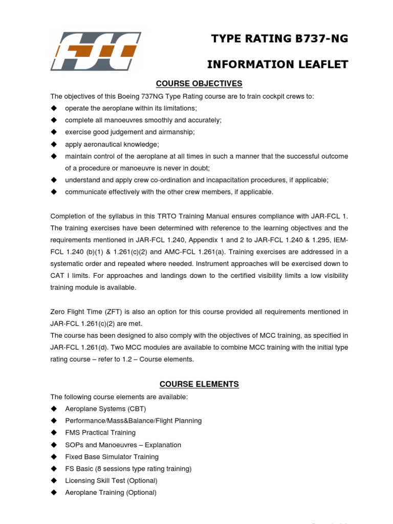 FSC B737-NG Type Rating Training | PDF | Flight Instructor | Test ...