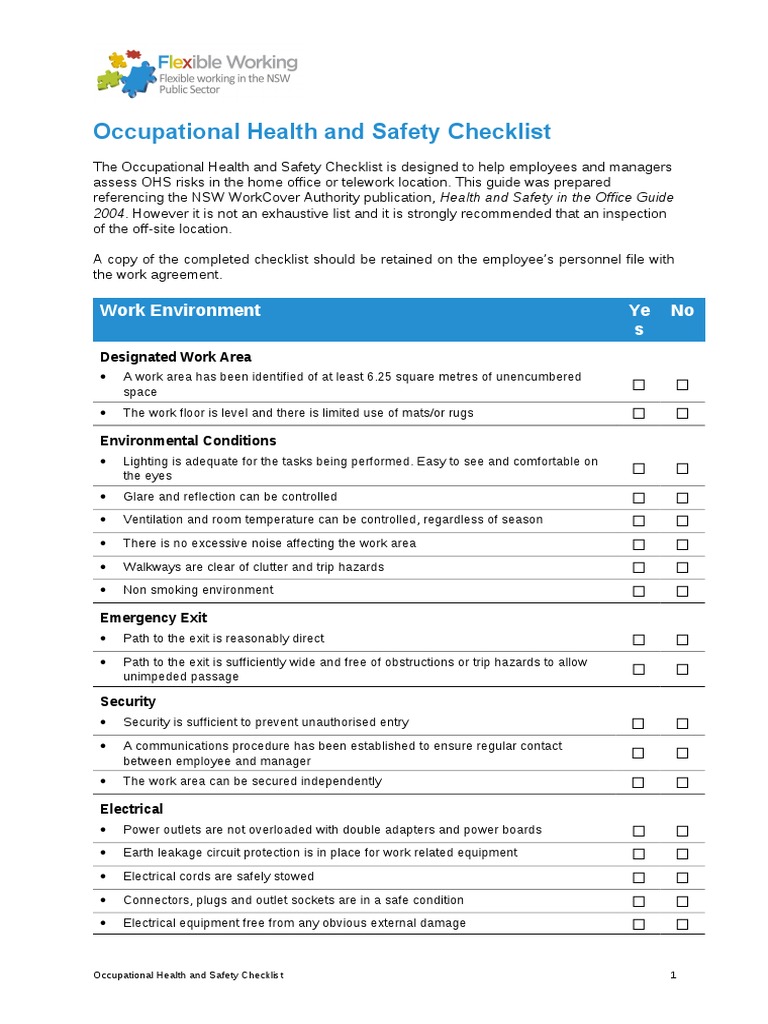 Home Office Safety Checklist | PDF | Electrical Connector ...