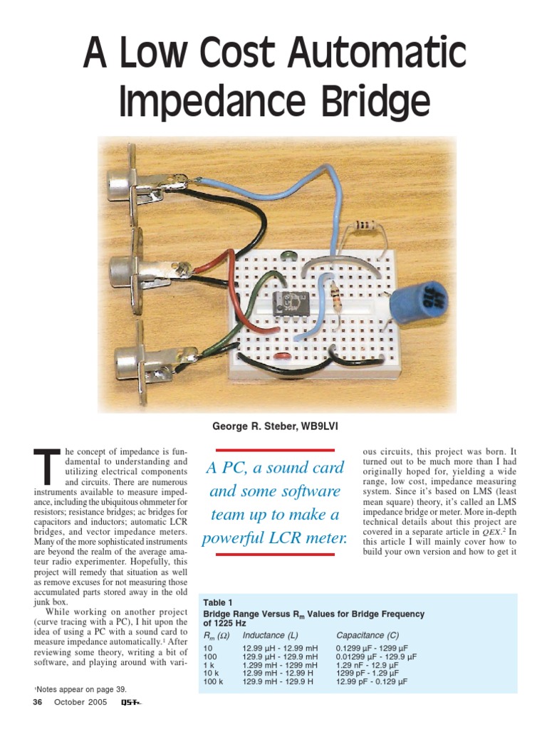 A Low Cost Automastic Impedance Bridge | PDF | Electrical Impedance ...