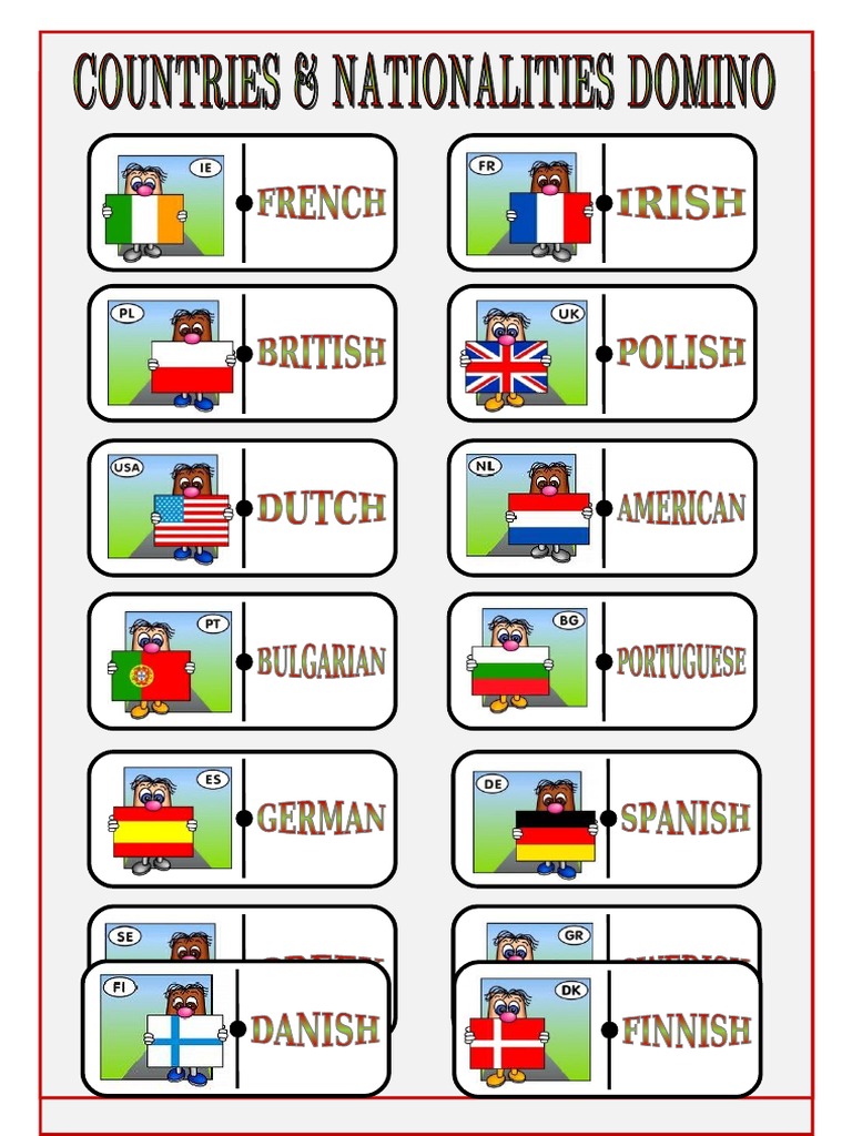 Countries and Nationalities Domino | PDF