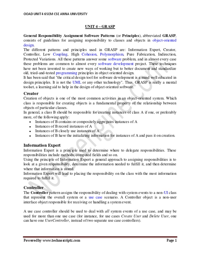 Ooad UNIT 4 Notes | PDF | Software Design Pattern | Class (Computer ...