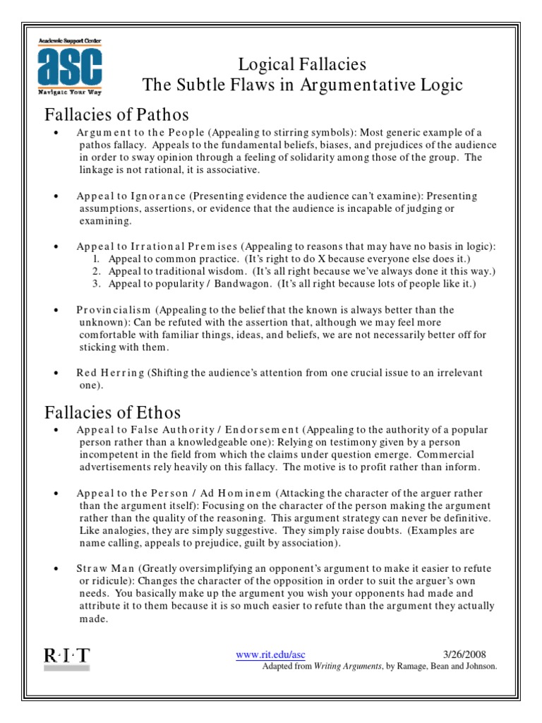 Logical Fallacies | PDF | Fallacy | Argument