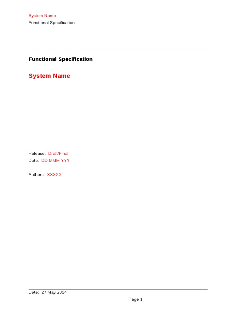 Functional Specification - Document Example | PDF | Specification ...