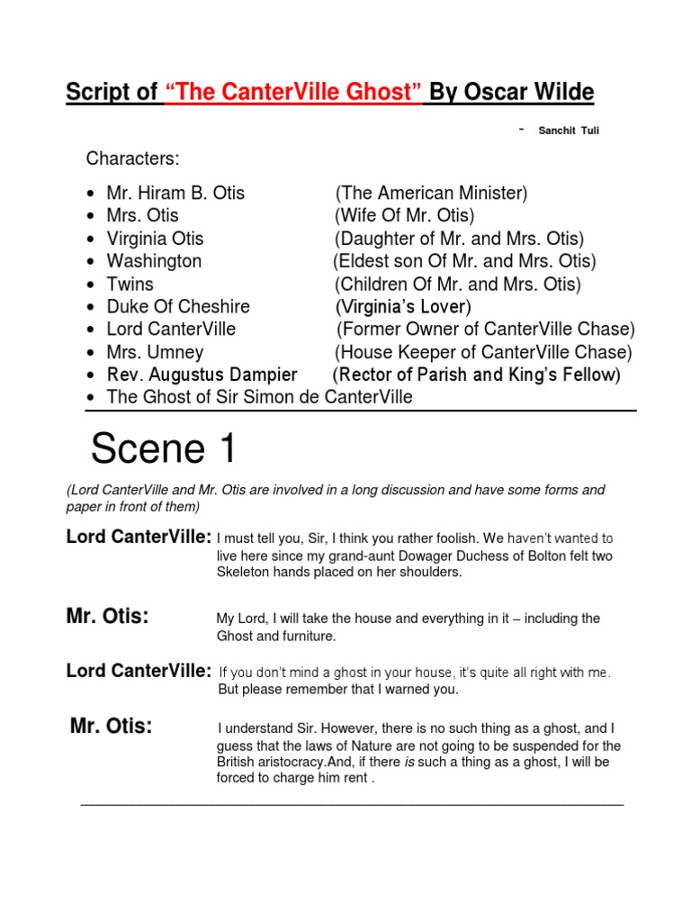 The Canterville Ghost Play Script | PDF
