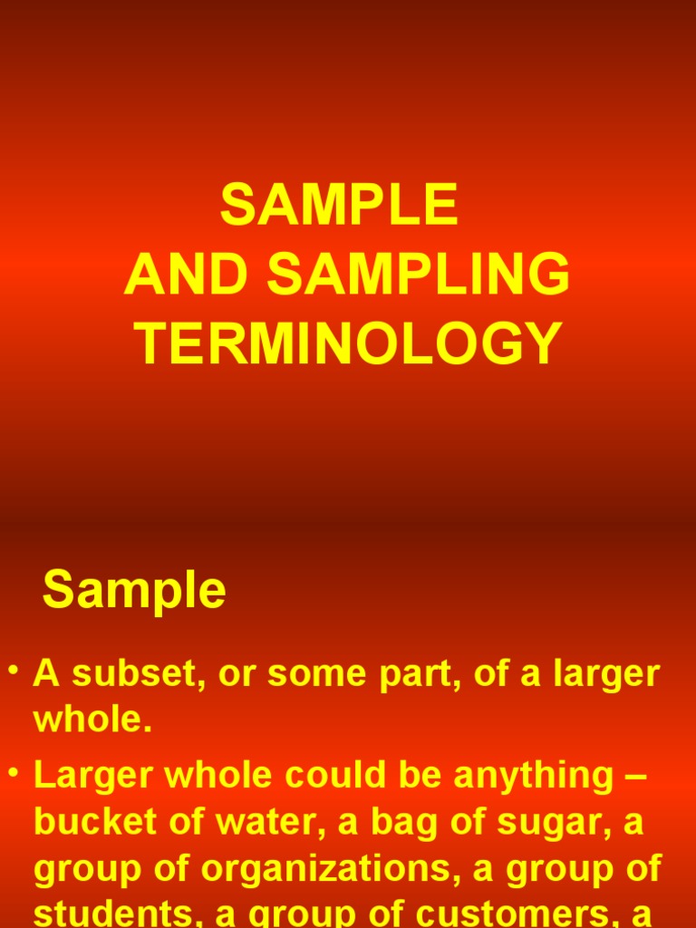 Sample and Sampling Terminology | PDF | Stratified Sampling | Sampling ...