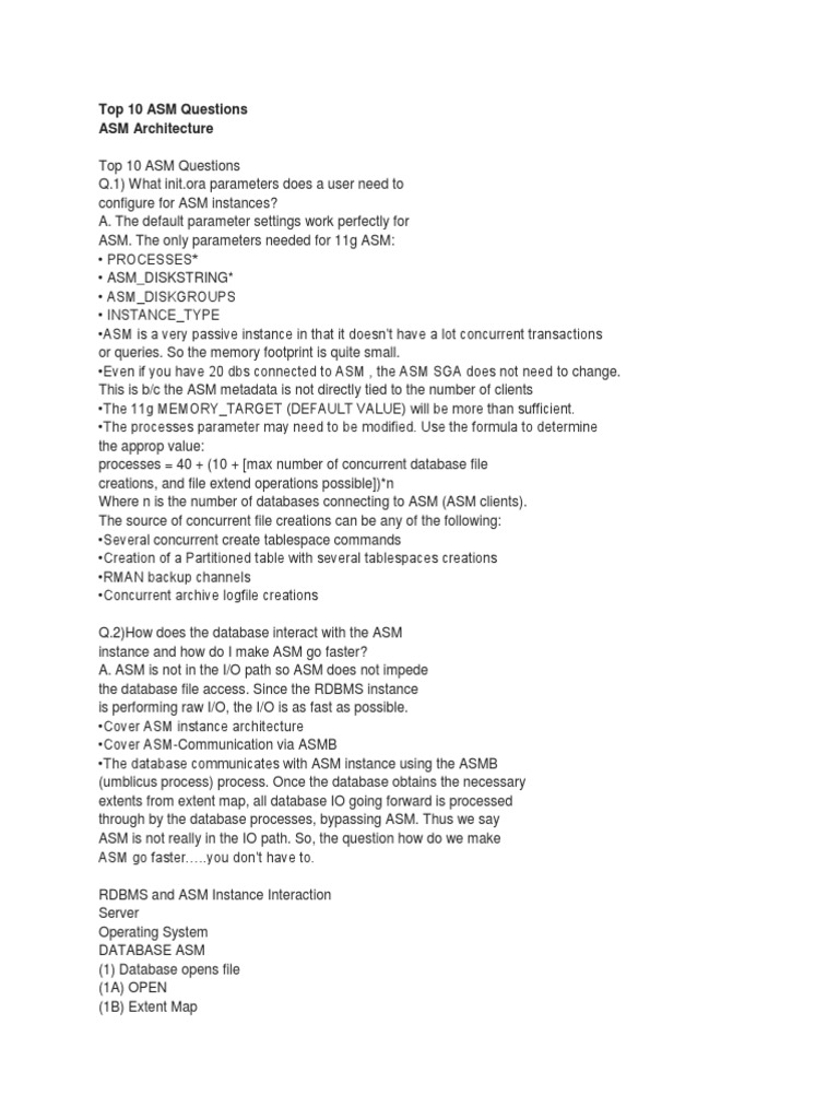 ASM Interview Question | PDF | Oracle Database | Backup