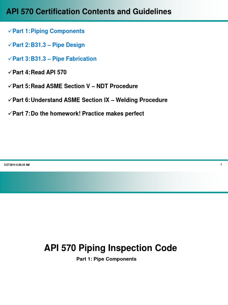 API 570 Part 1 - Pipe Components | PDF | Pipe (Fluid Conveyance ...