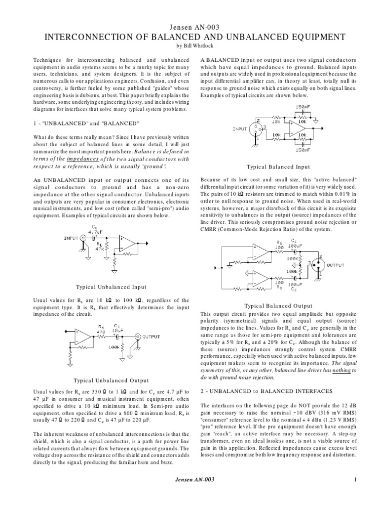 Balanced To Unbalanced | PDF | Electrical Connector | Electronic ...