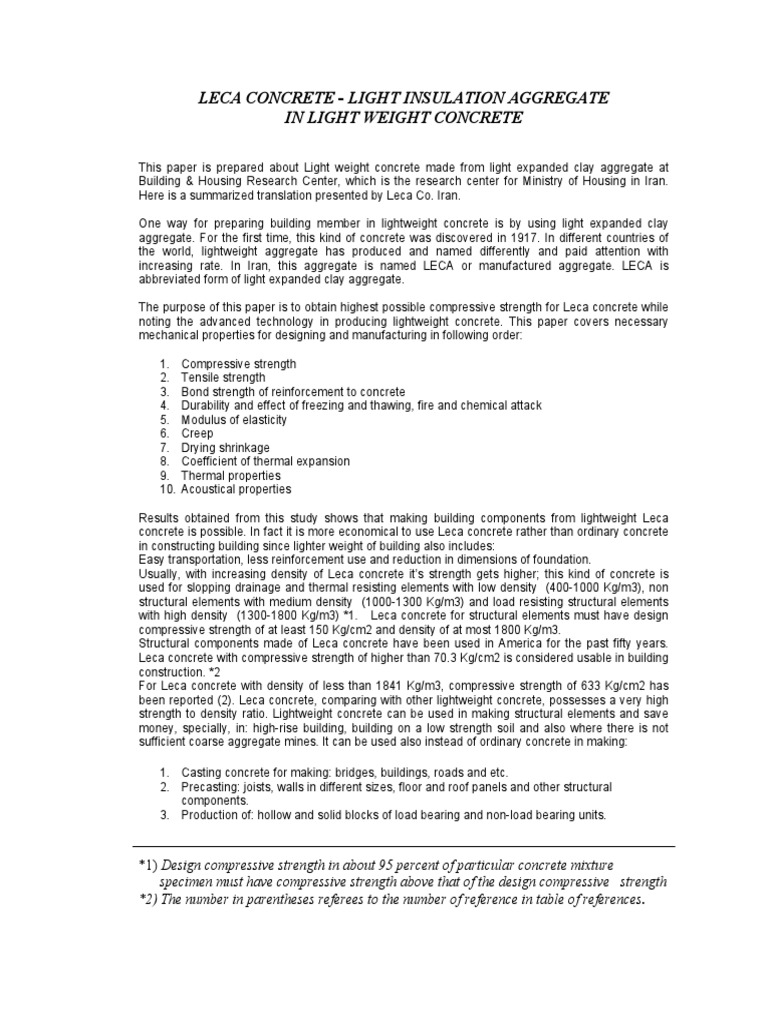 Leca Concrete | PDF | Concrete | Strength Of Materials