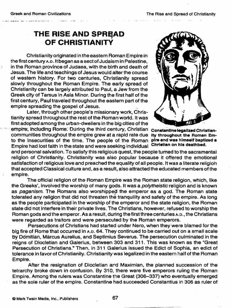 Rise Spread Christianity | PDF | Constantine The Great | Arianism