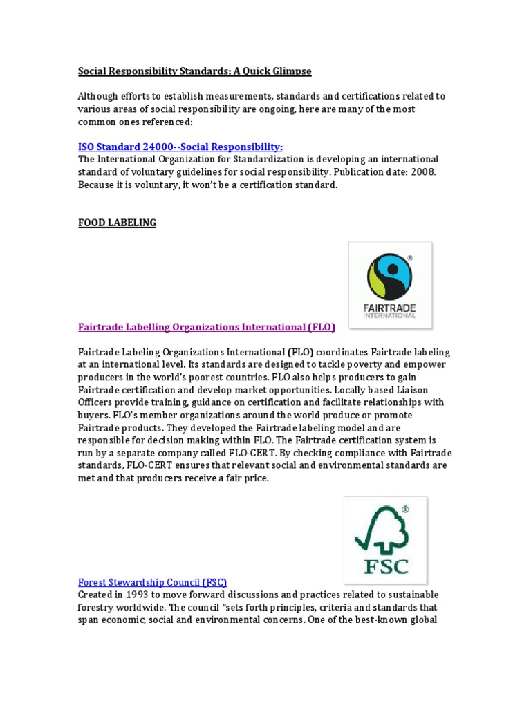Social Responsibility Standards | PDF | Natural Environment ...