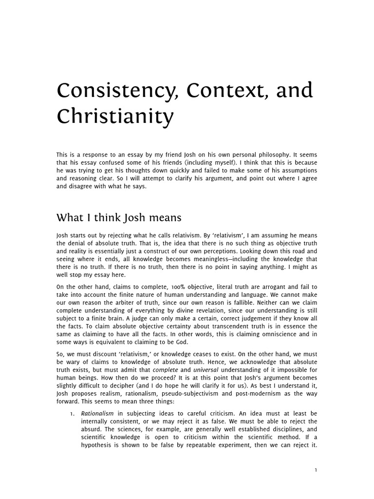 Consistency Context Christianity | PDF | Truth | Epistemology