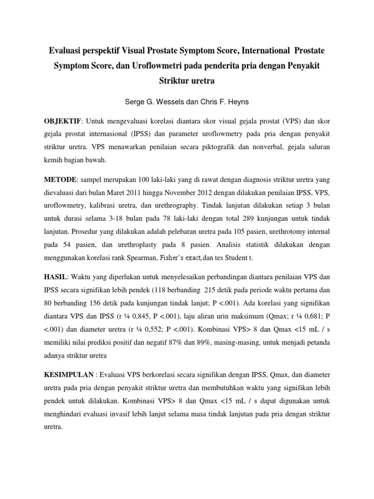 Evaluasi Perspektif Visual Prostate Symptom Score | PDF