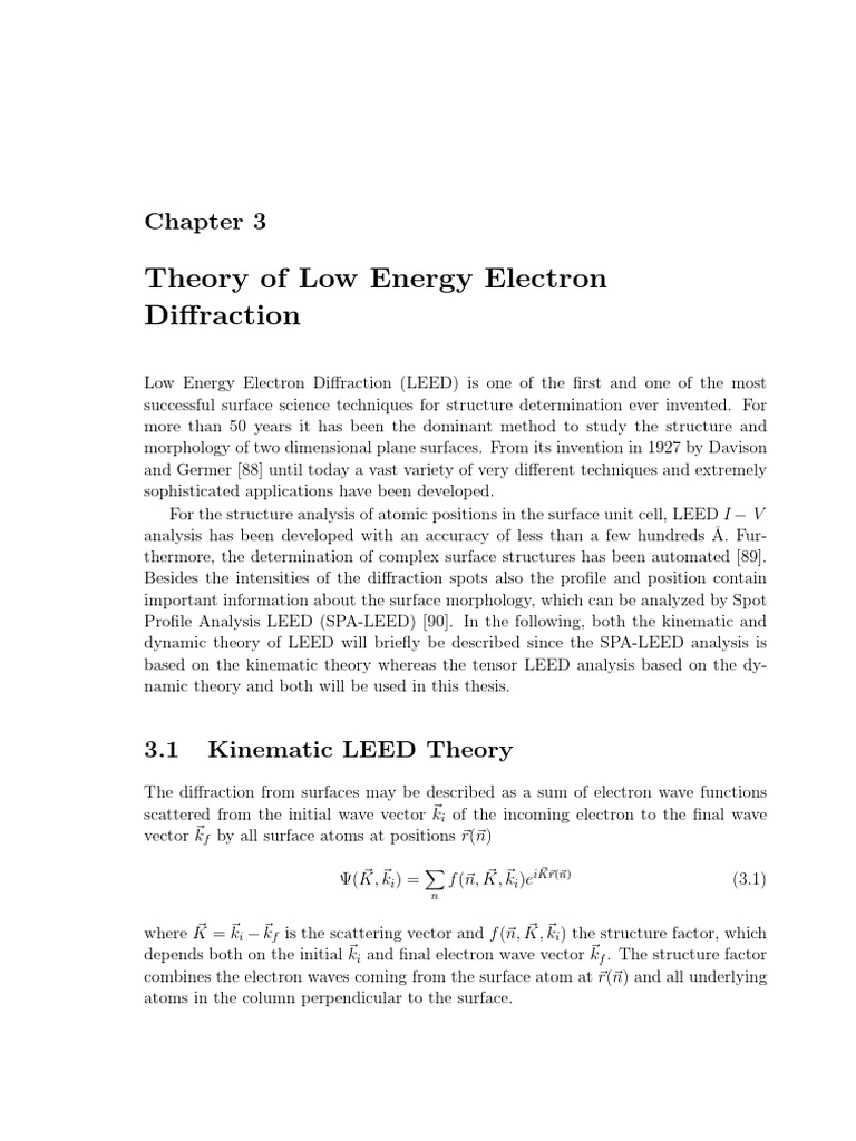 Theory of Low Energy Electron Diffraction: K, K F ( N, K, K | PDF ...
