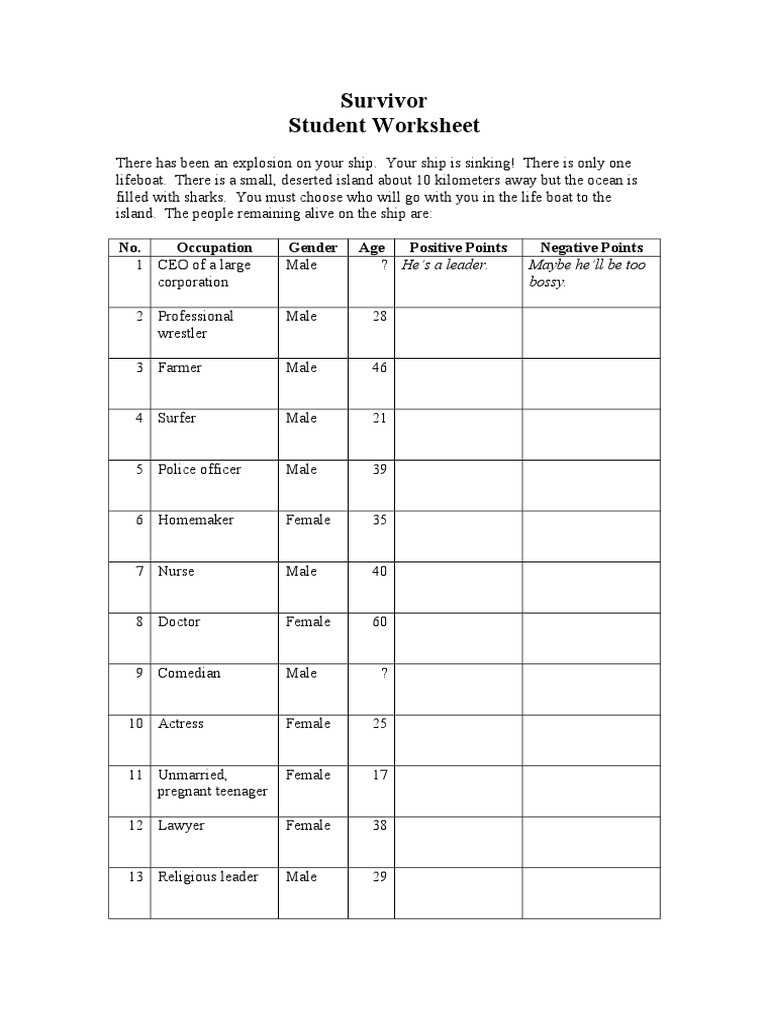 Lifeboat Survival Decision-Making Activity | PDF