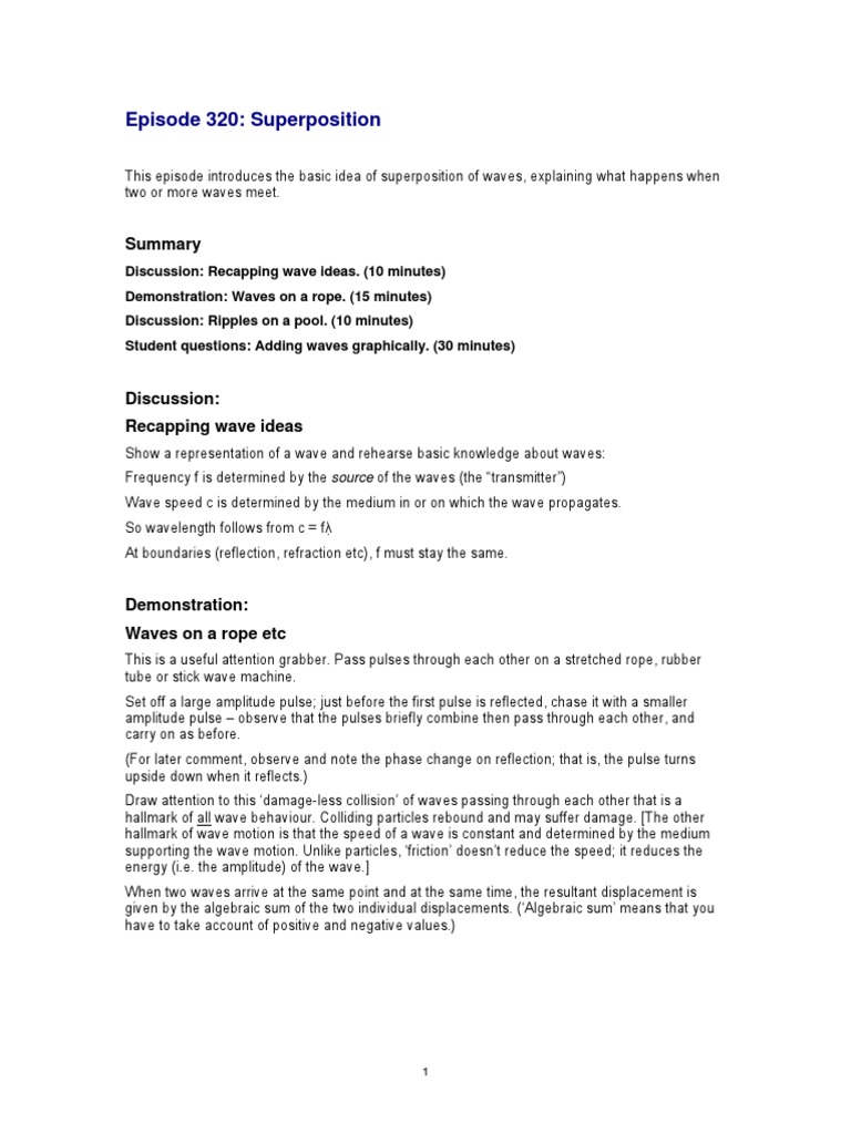 Superposition of Waves | PDF | Waves | Wavelength