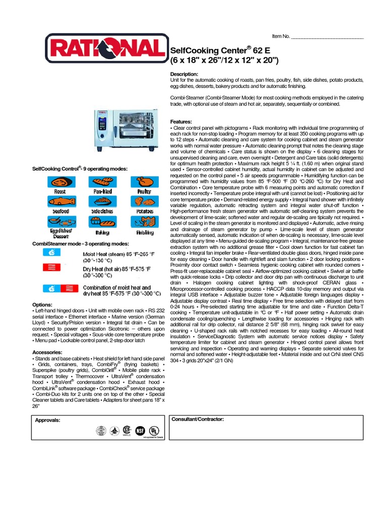 Rational SCC62E Combi Oven | PDF | Steam | Door