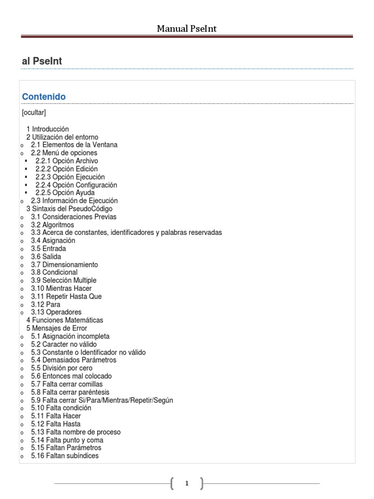 Manual PseInt | PDF | Programa de computadora | Programación
