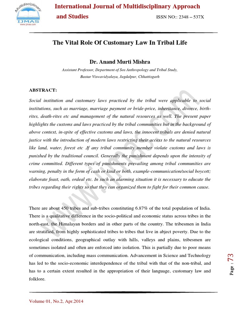 The Vital Role of Customary Law in Tribal Life | PDF | Norm (Social ...