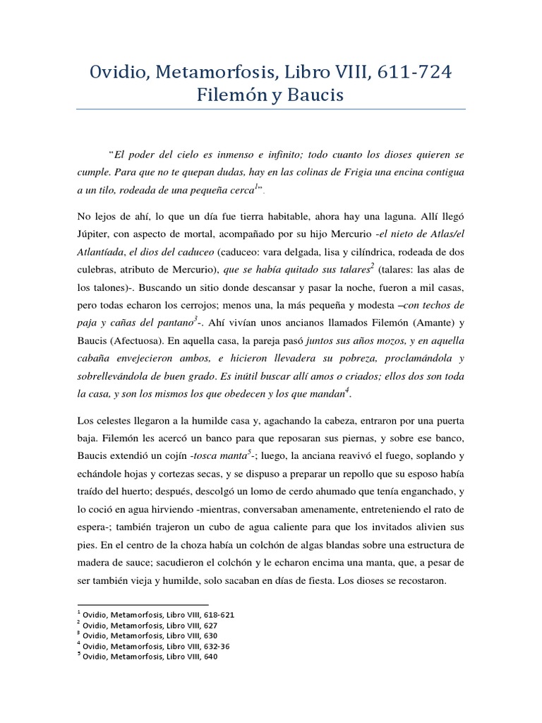 Mito de Filemón y Baucis en Ovidio | PDF | Mitología griega | Mito de ...