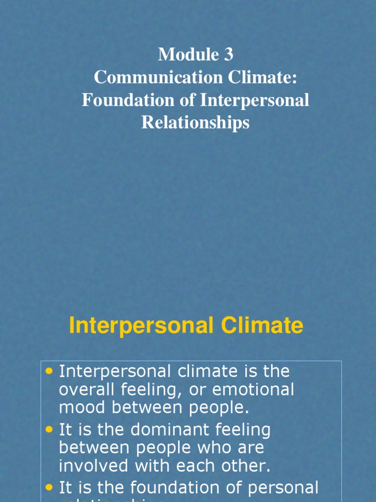 Module 3 Communication Climate | PDF | Interpersonal Relationships ...