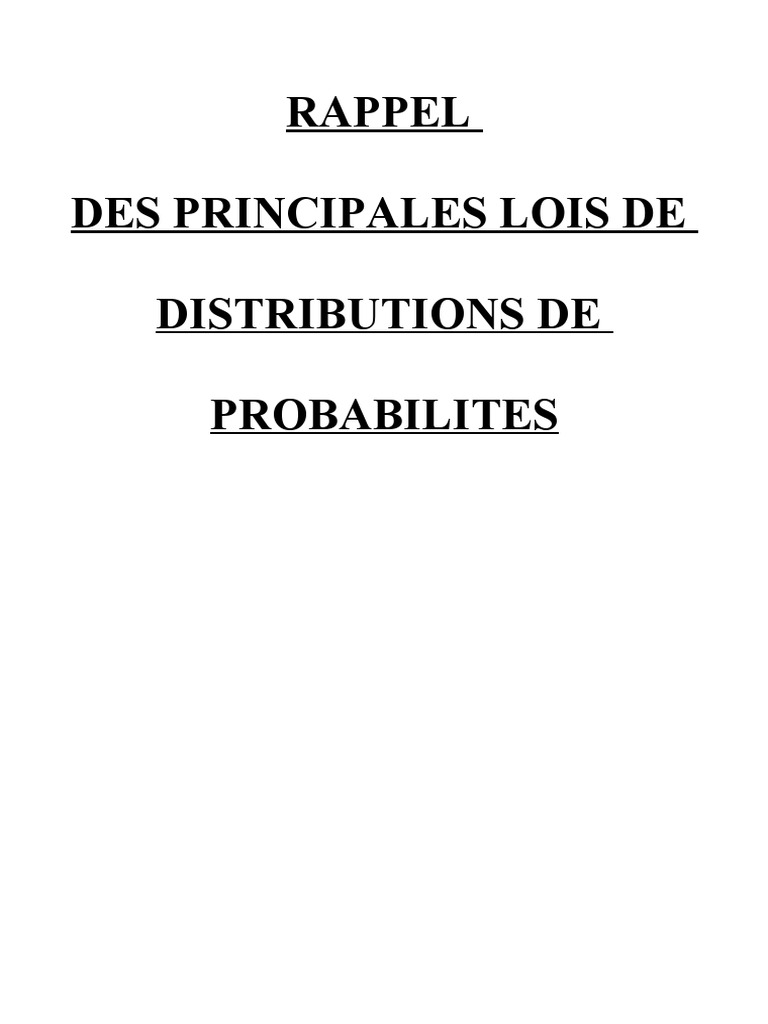 Loi de Proba | PDF | Loi de Poisson | Enseignement des mathématiques