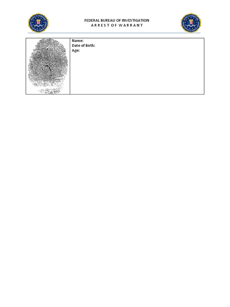 FBI Arrest Warrant Template | PDF