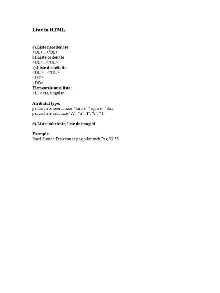 HTML Fisa de Lucru 2 Liste | PDF | Ordinateurs