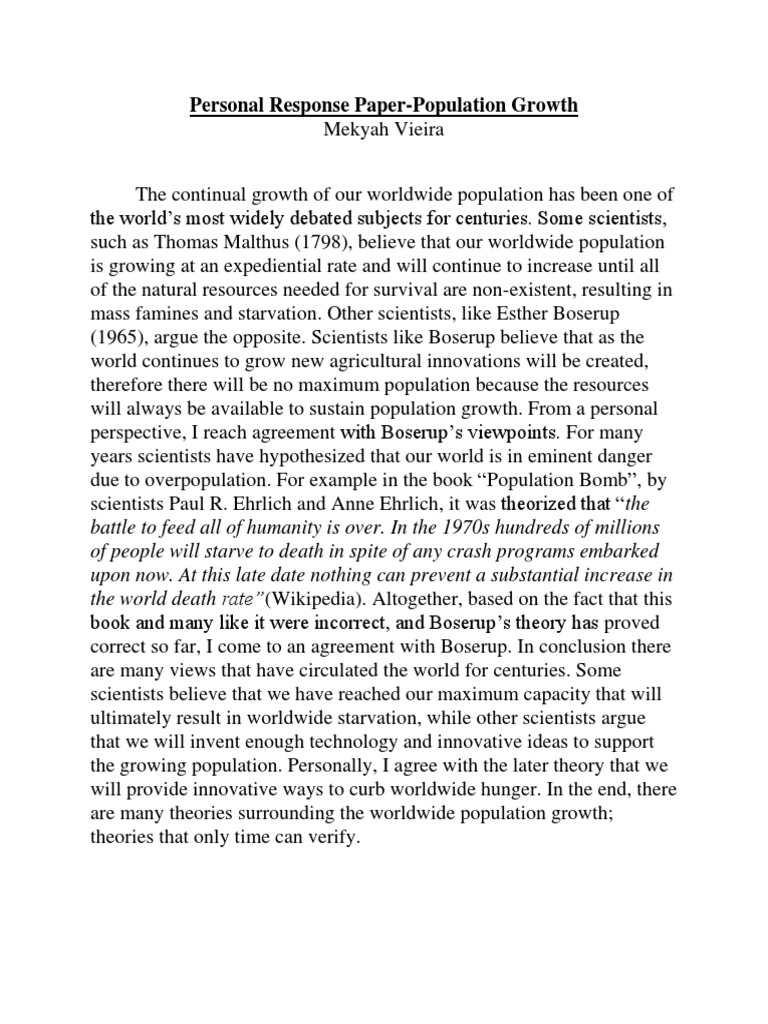Personal Response Paper | PDF