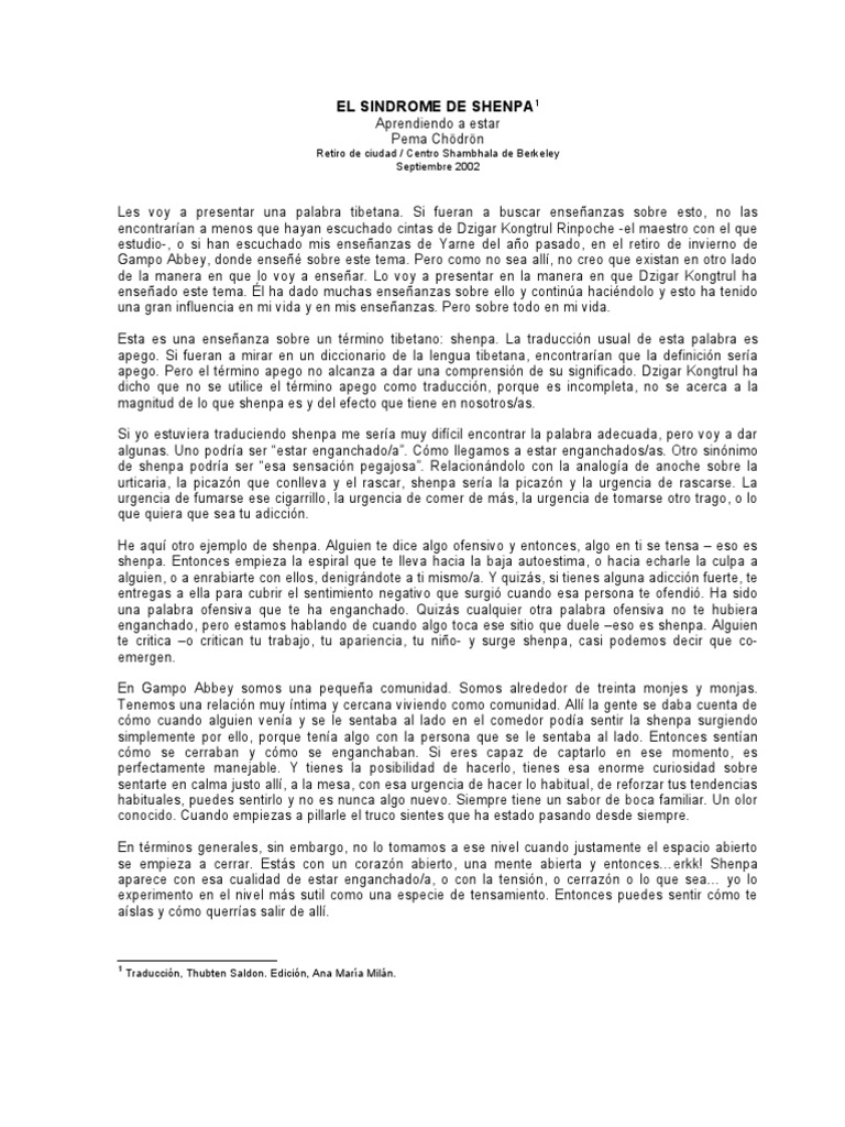 Shenpa | PDF | Amor | Meditación