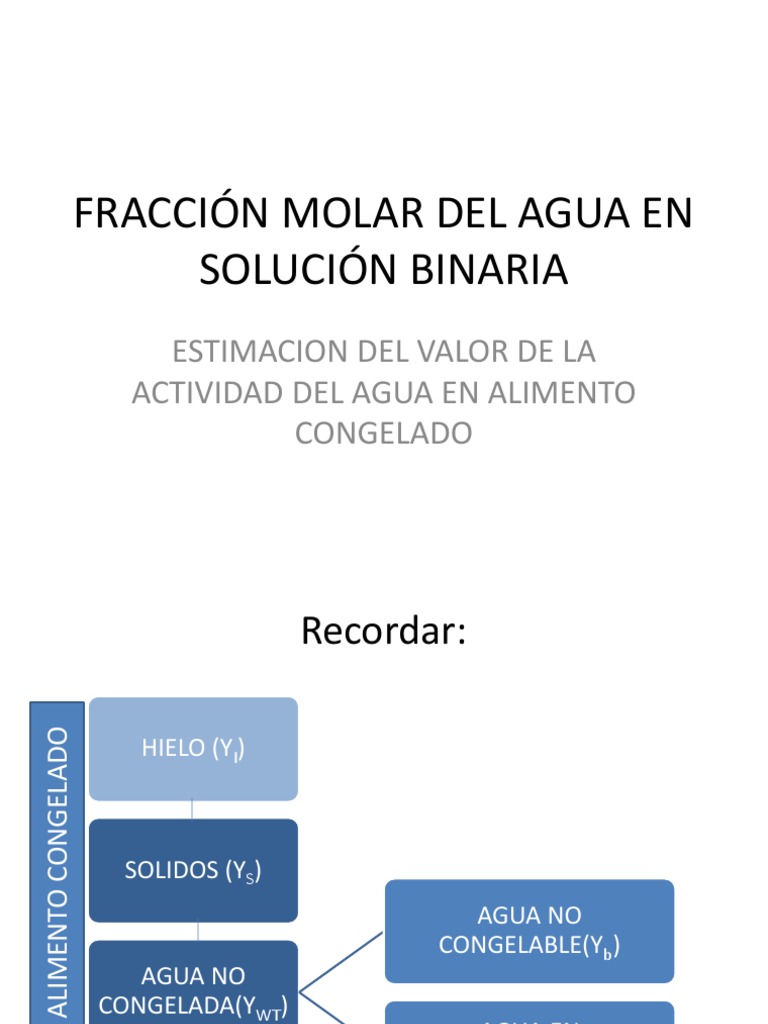 Fracción Molar Del Agua en Solución Binaria | PDF | Agua | Calor latente